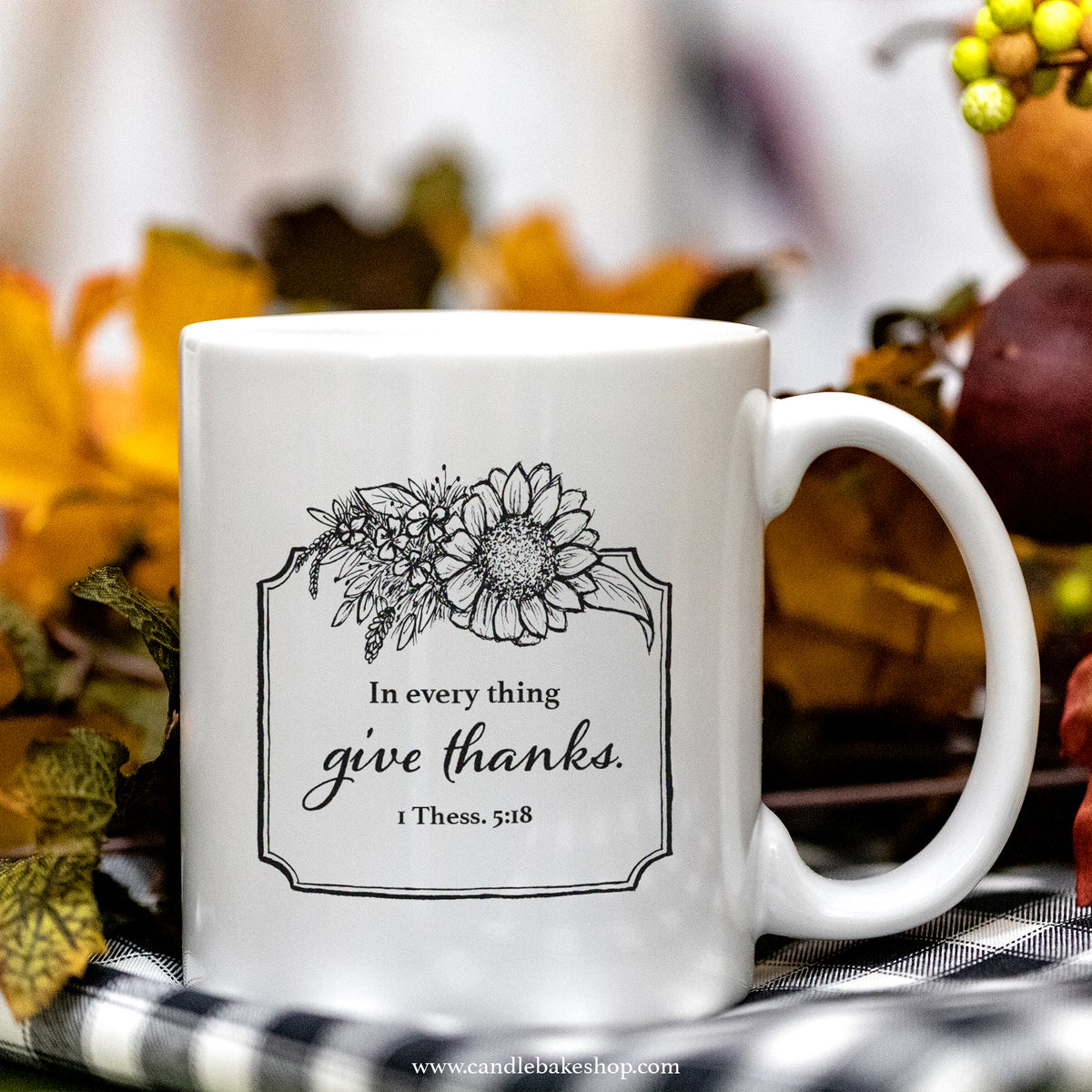 In Every Thing Give Thanks Mug | Scripture Gifts | Botanical Line Art ...
